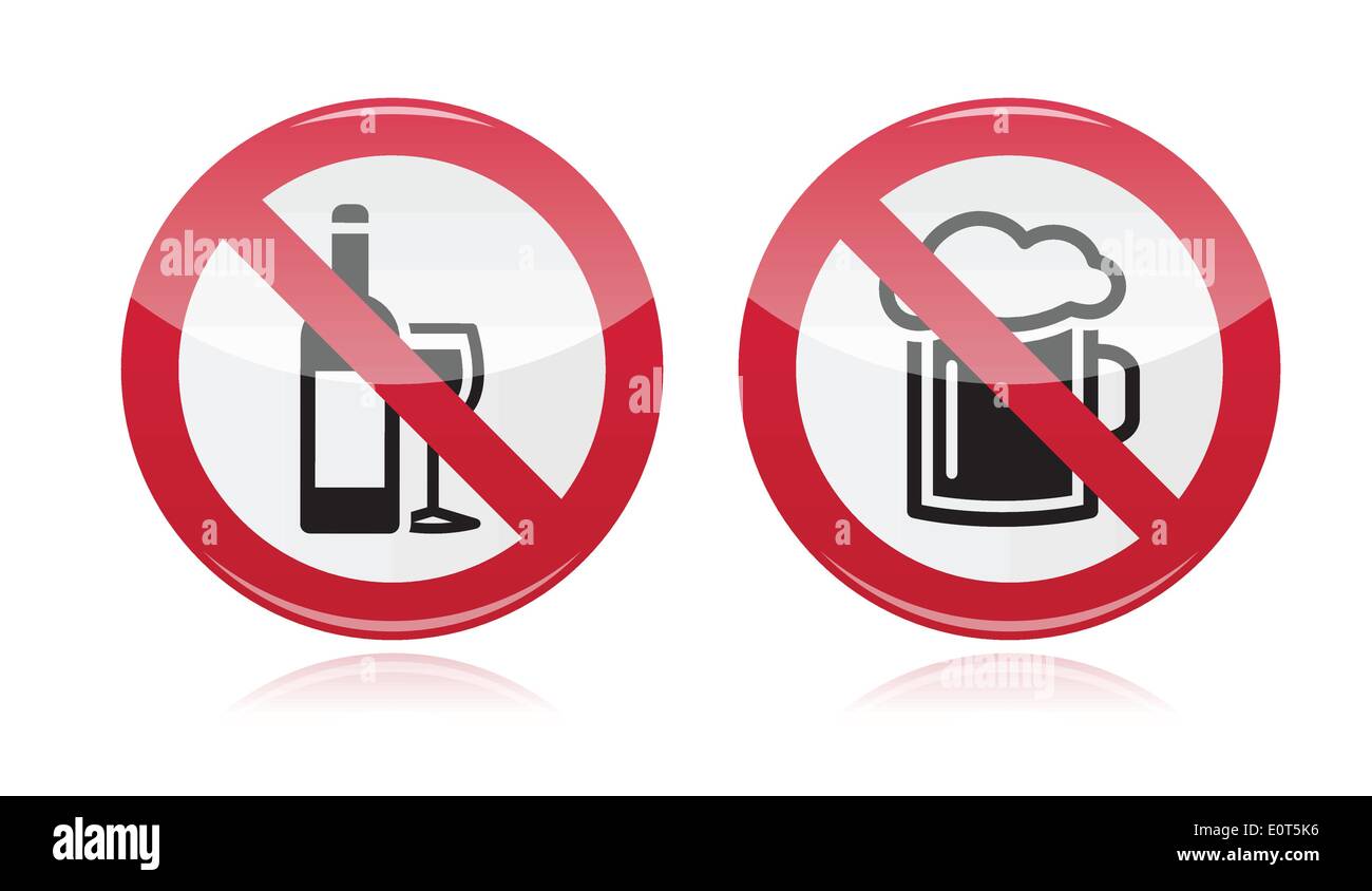 Drinking problem - no alcohol, no beer warning sign Stock Vector Image ...