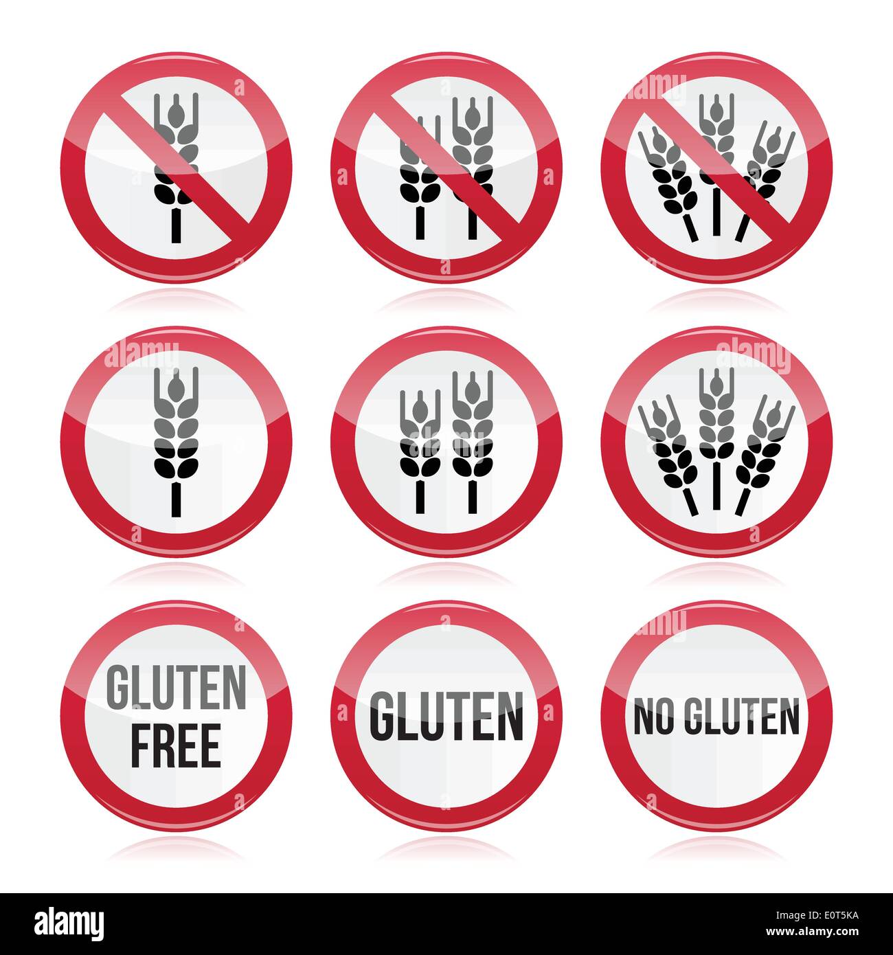 Gluten free, no gluten warning vector signs Stock Vector Image & Art ...
