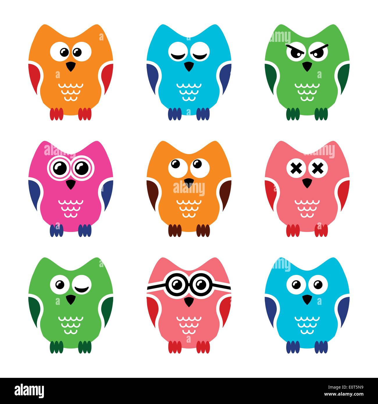 Owl cartoon vector icons set Stock Vector Image & Art - Alamy