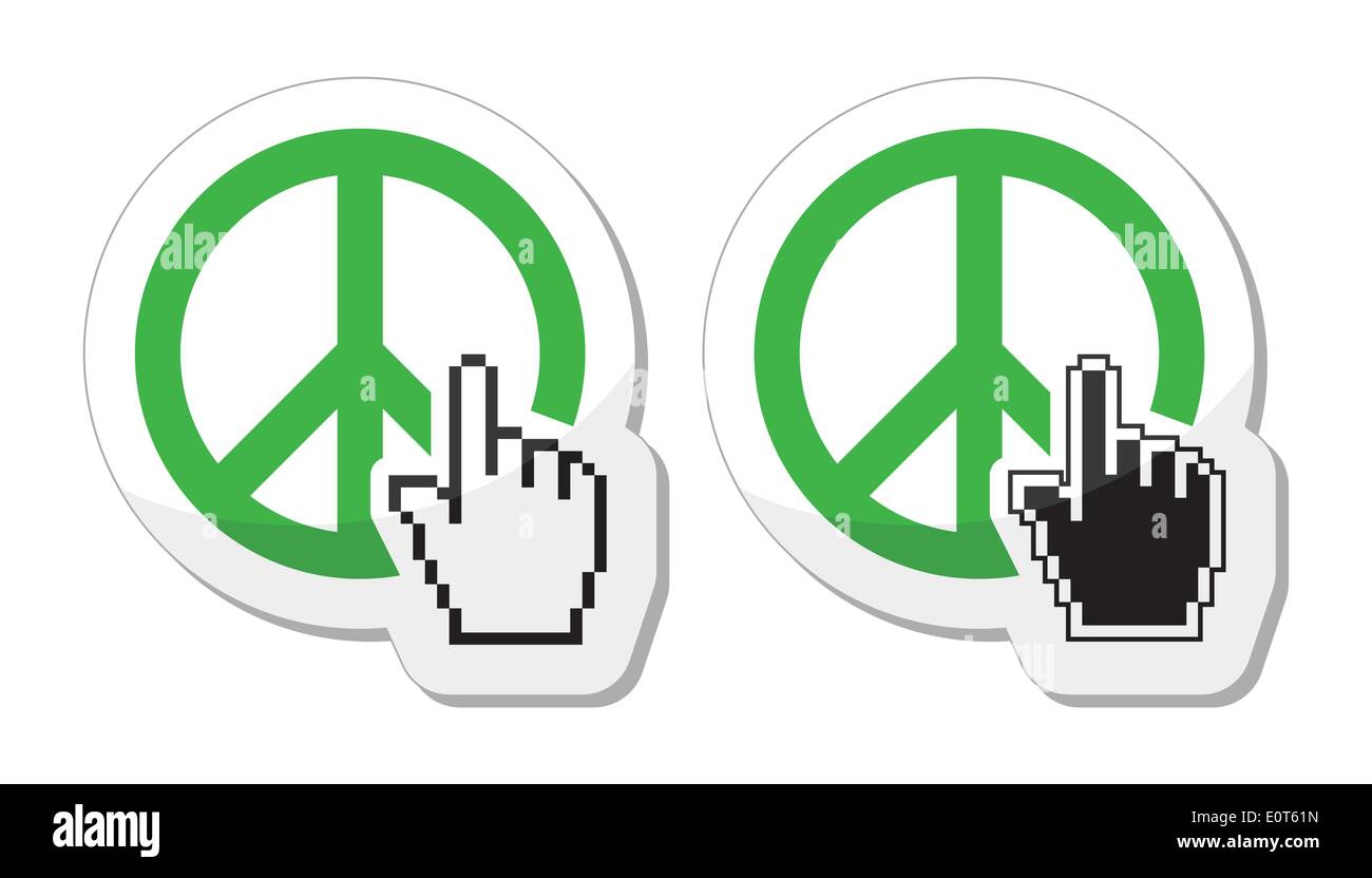 World peace green sign with cursor hand vector icon Stock Vector Image ...