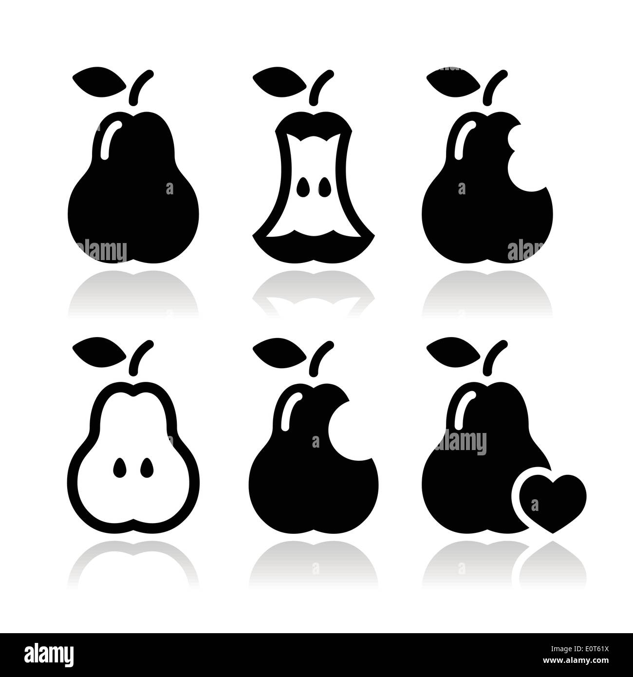 Pear, pear core, bitten, half vector icons Stock Vector Image & Art - Alamy