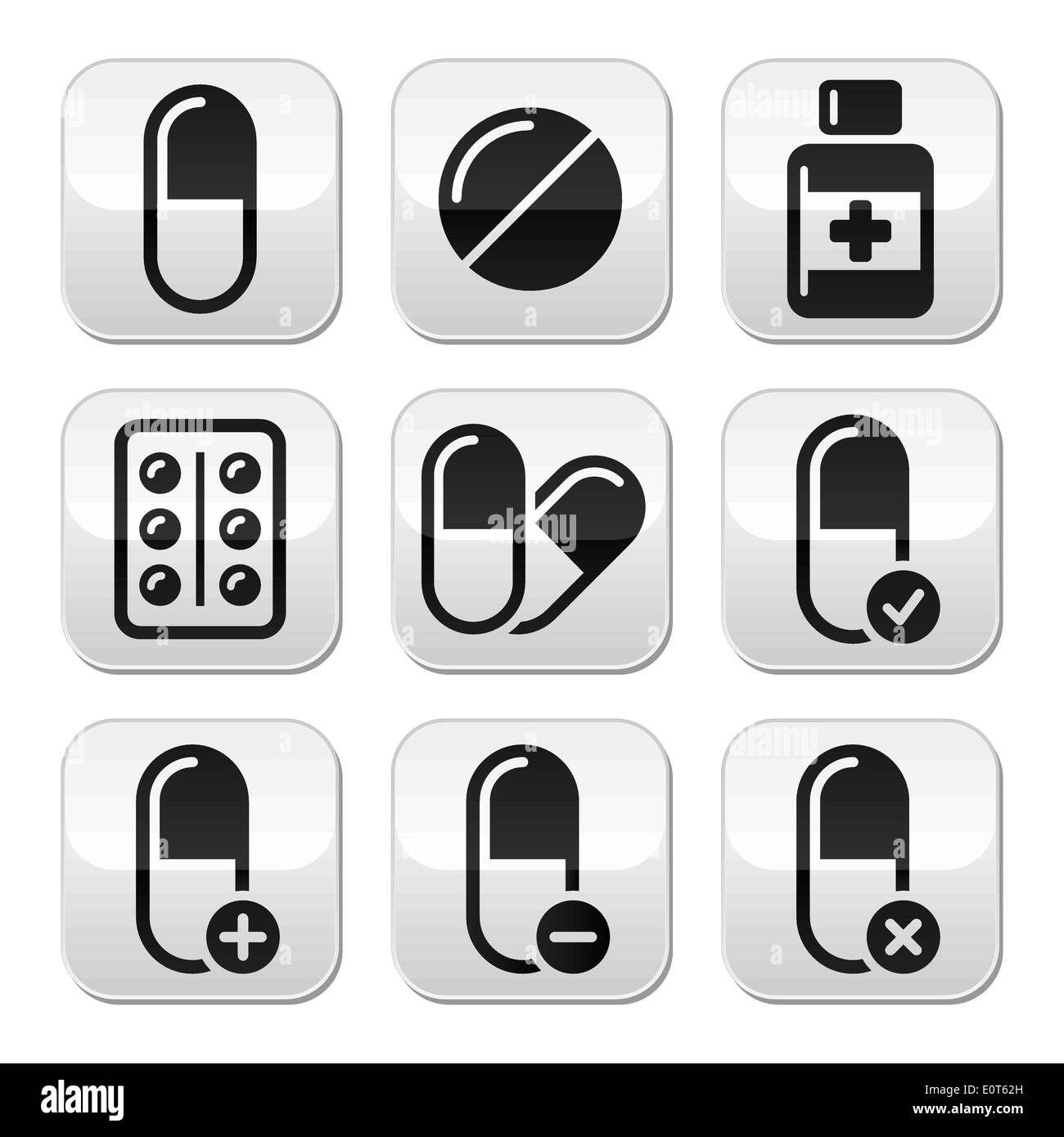 Pills, medication vector buttons set Stock Vector Image & Art - Alamy