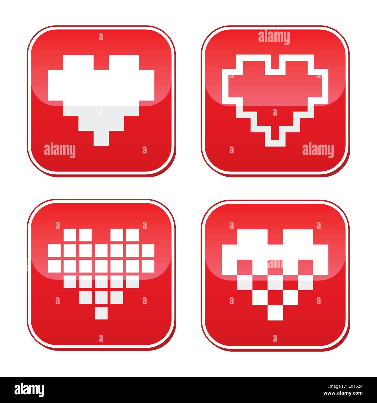 Pixel heart love vector buttons set Stock Vector Image & Art - Alamy
