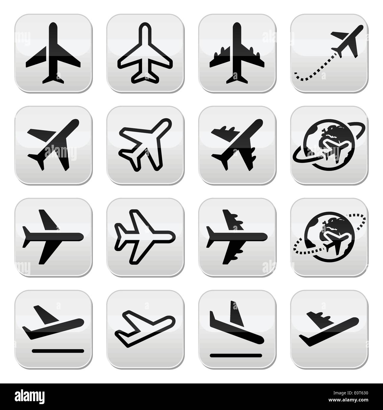 Plane, flight, airport icons set Stock Vector Image & Art - Alamy