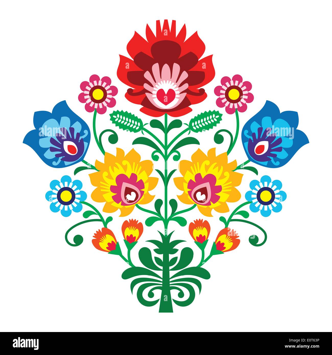 Folk embroidery with flowers - traditional polish pattern Stock Vector ...