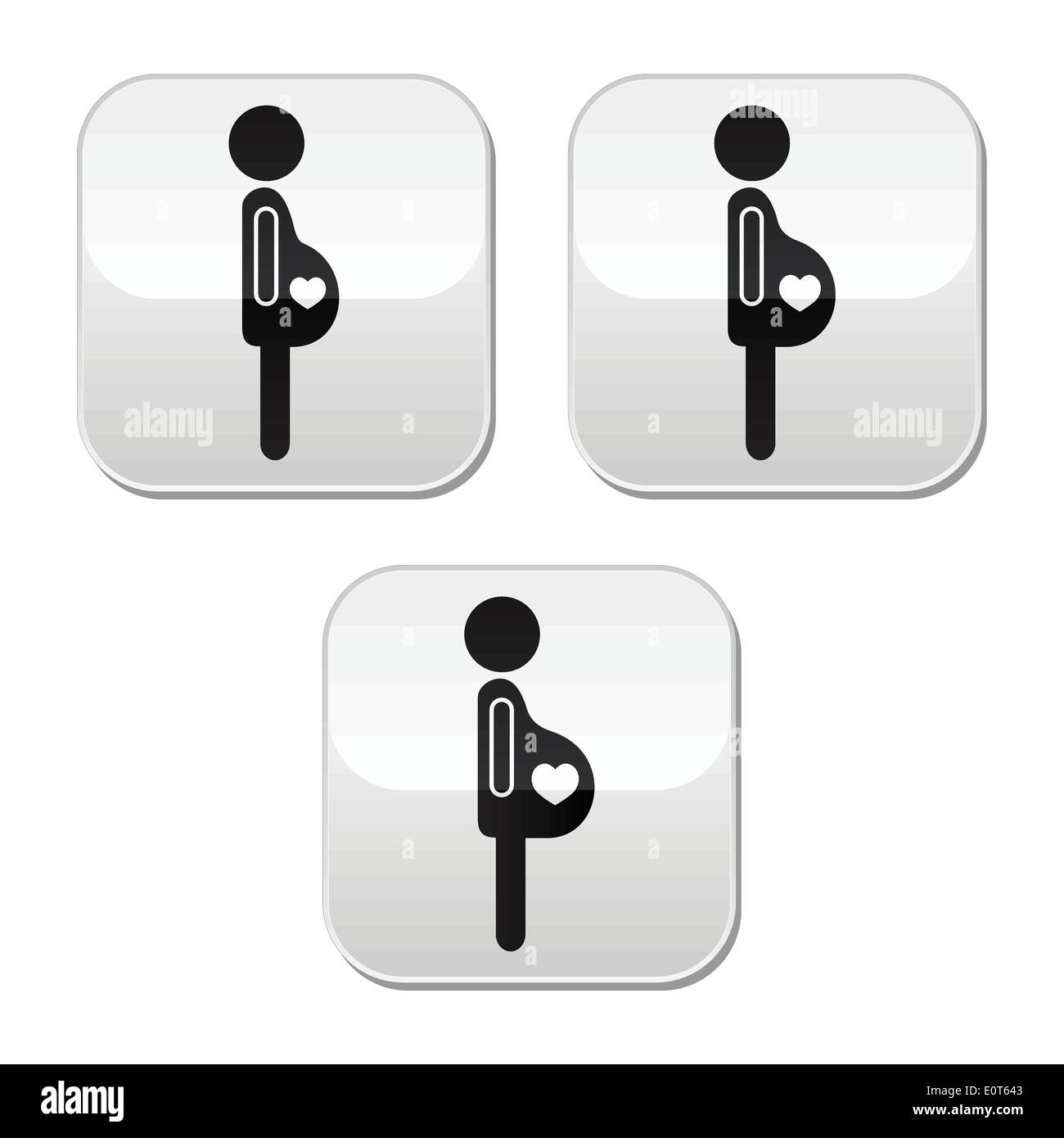 Pregnant woman - stages of bump buttons set Stock Vector Image & Art ...