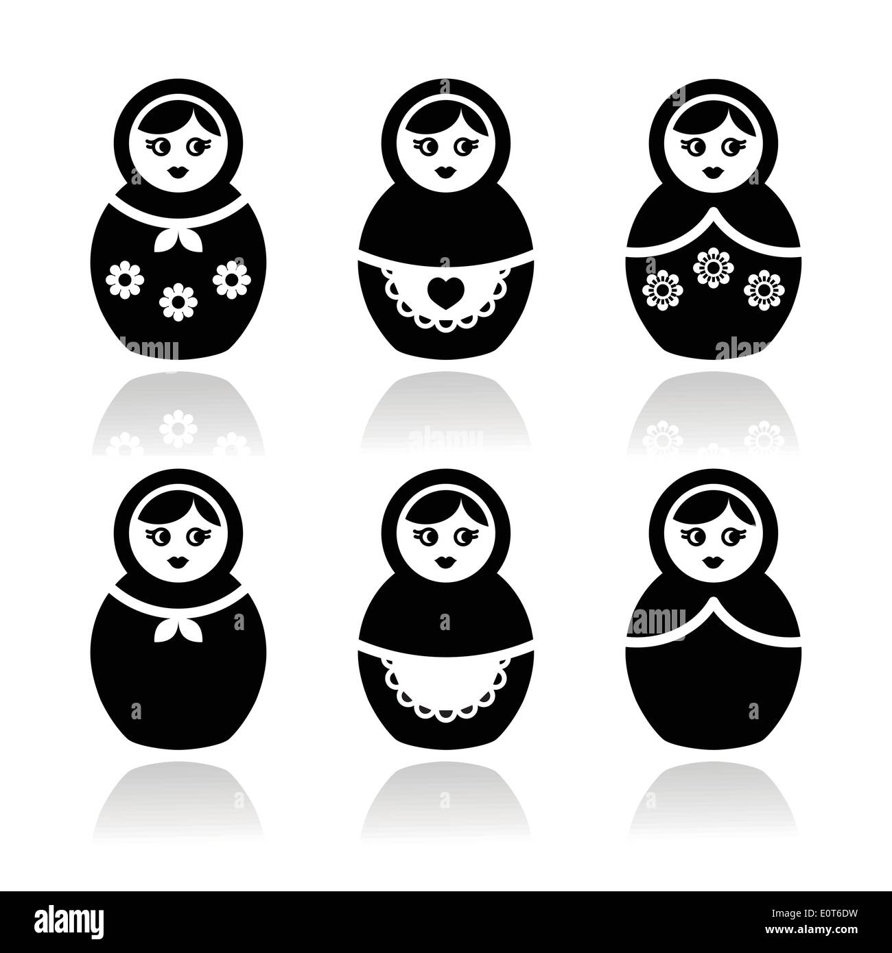 Russian doll, retro babushka vector icons set Stock Vector Image & Art ...
