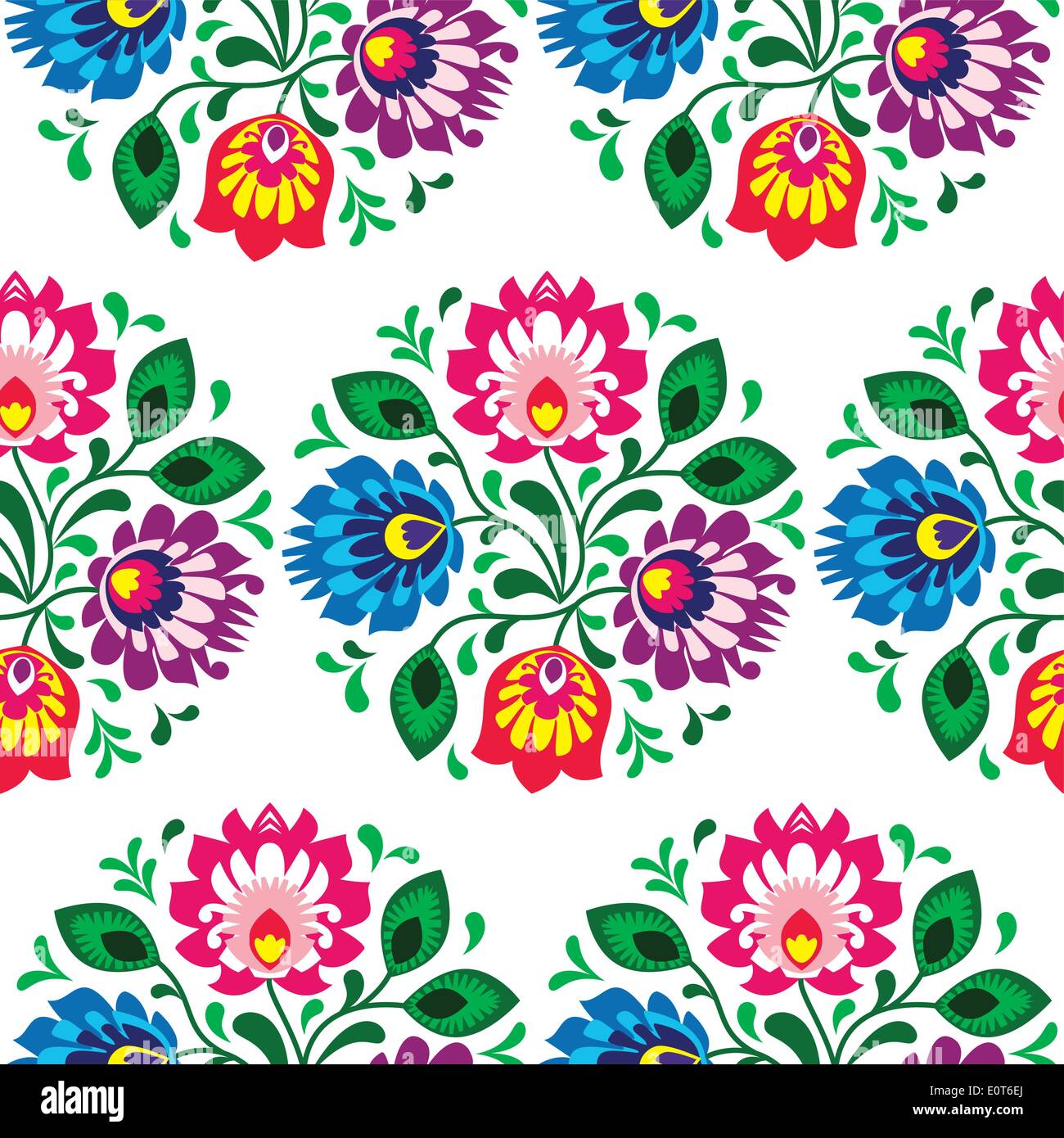 Seamless traditional floral pattern from Poland on white background ...
