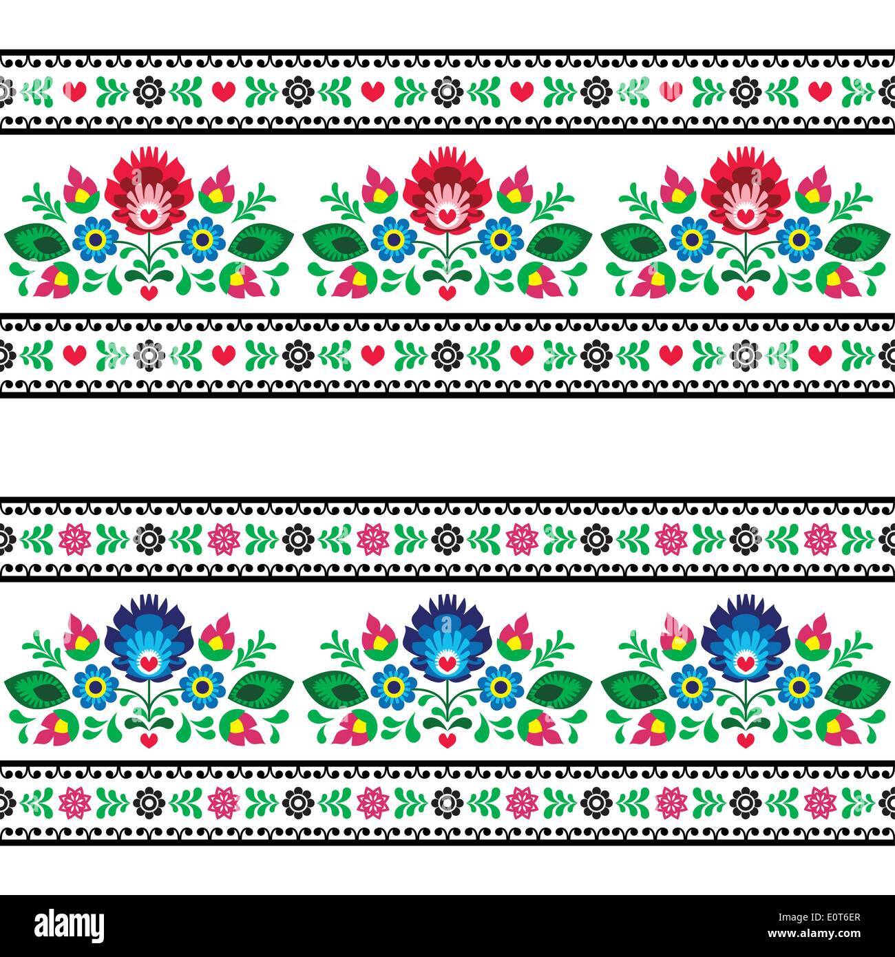 Seamless Polish folk art pattern with flowers - wzory lowickie ...
