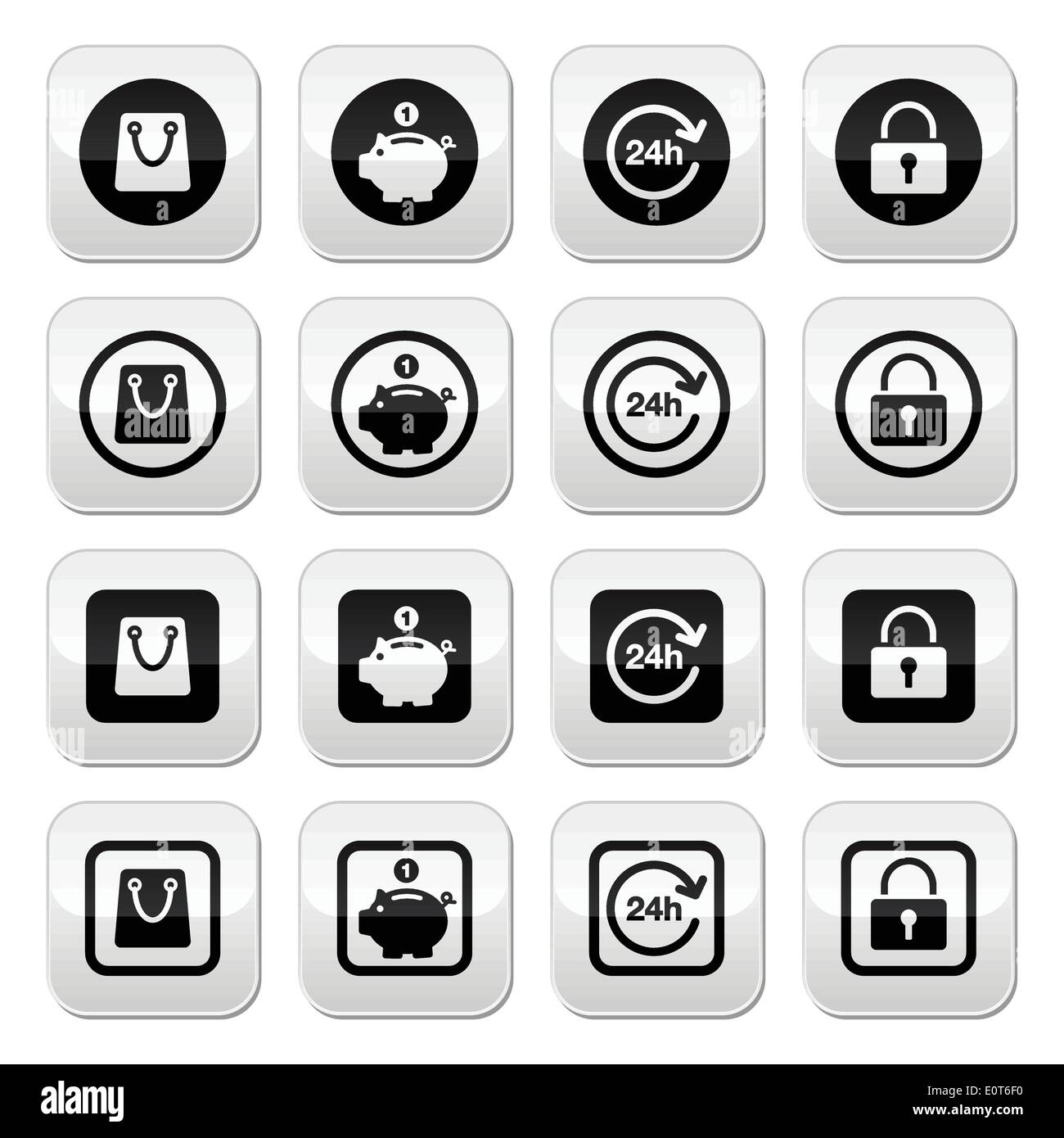 Shopping buttons set - account, save, 24h, shopping bag Stock Vector ...