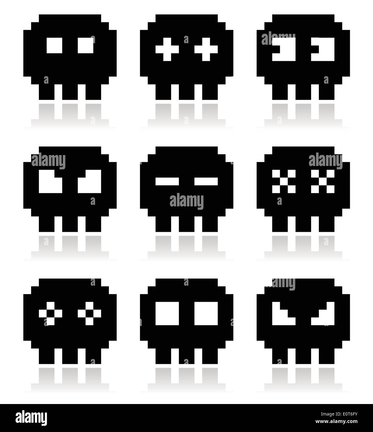 Pixelated 8bit skull vector icons set Stock Vector Image & Art - Alamy