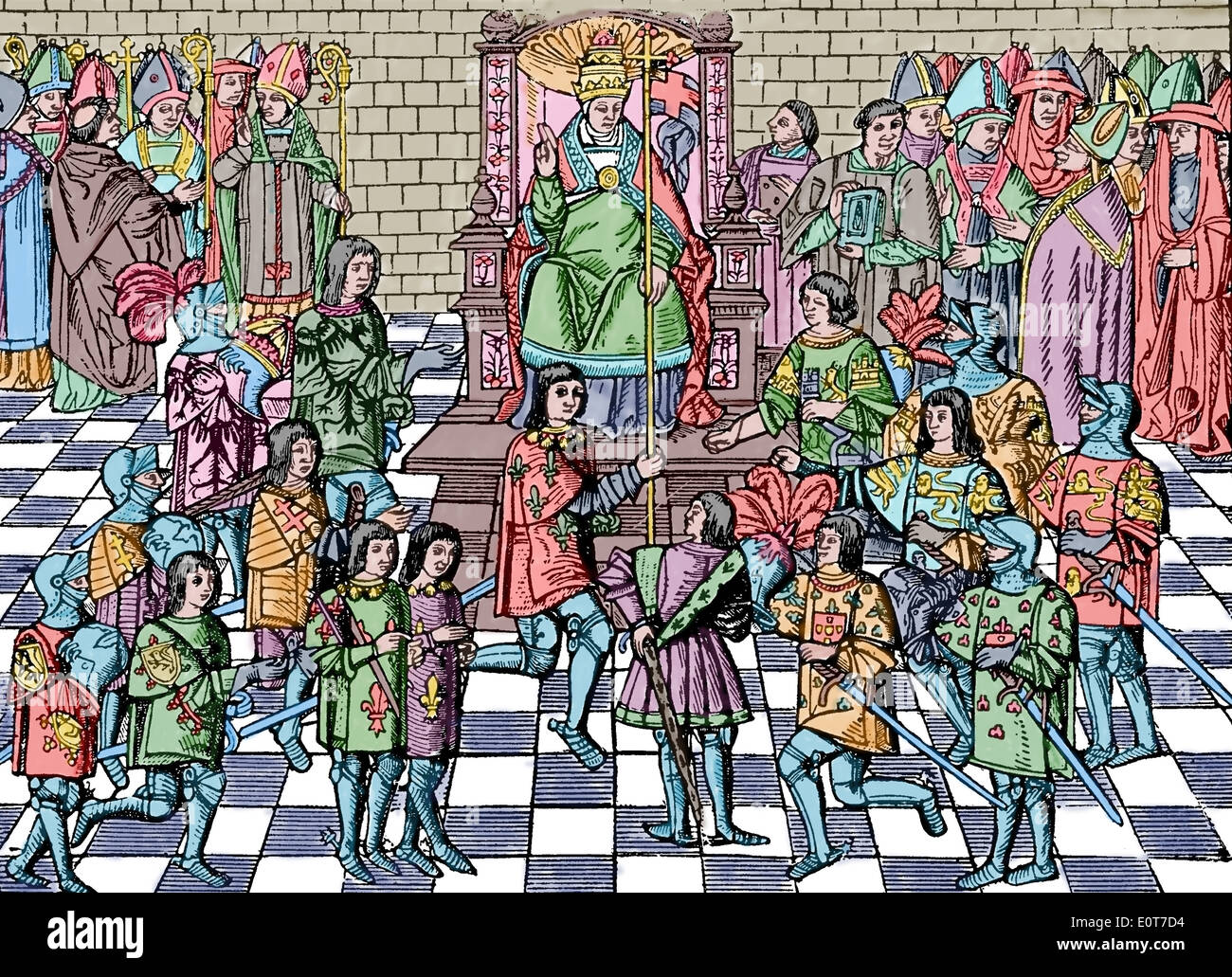 Pope Urban II at the Council of Clermont. Engraving. 19th century ...