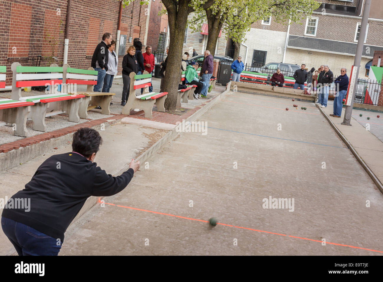 Bocce game in "Little Italy" neighborhood of Baltimore, Maryland, USA ...