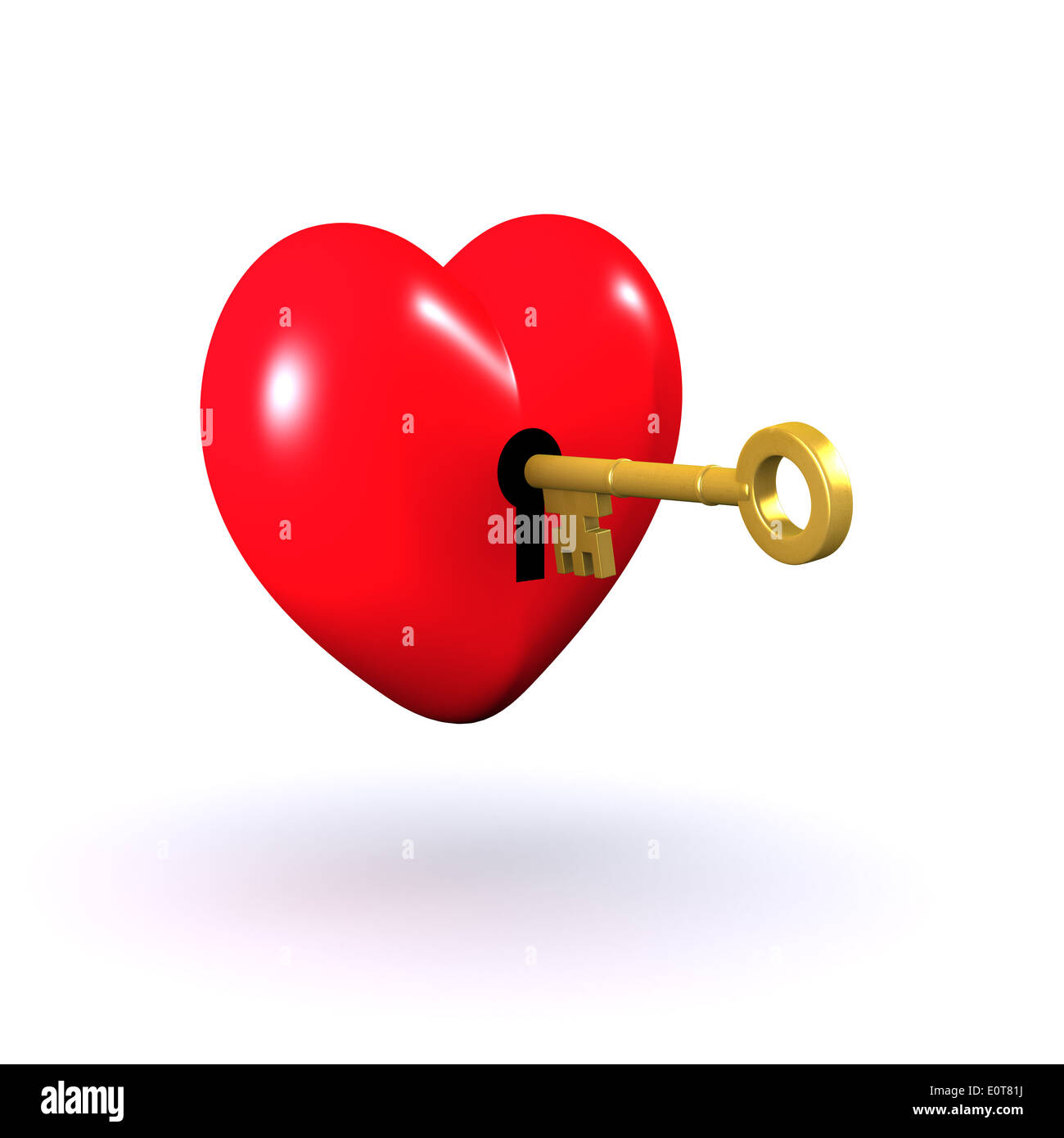 Red heart unlocked by golden key Stock Photo - Alamy
