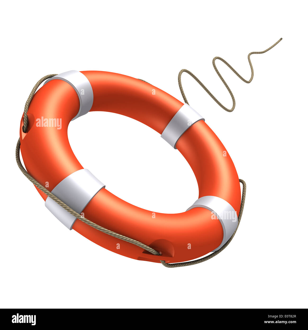 Orange life-ring flying through the air Stock Photo - Alamy