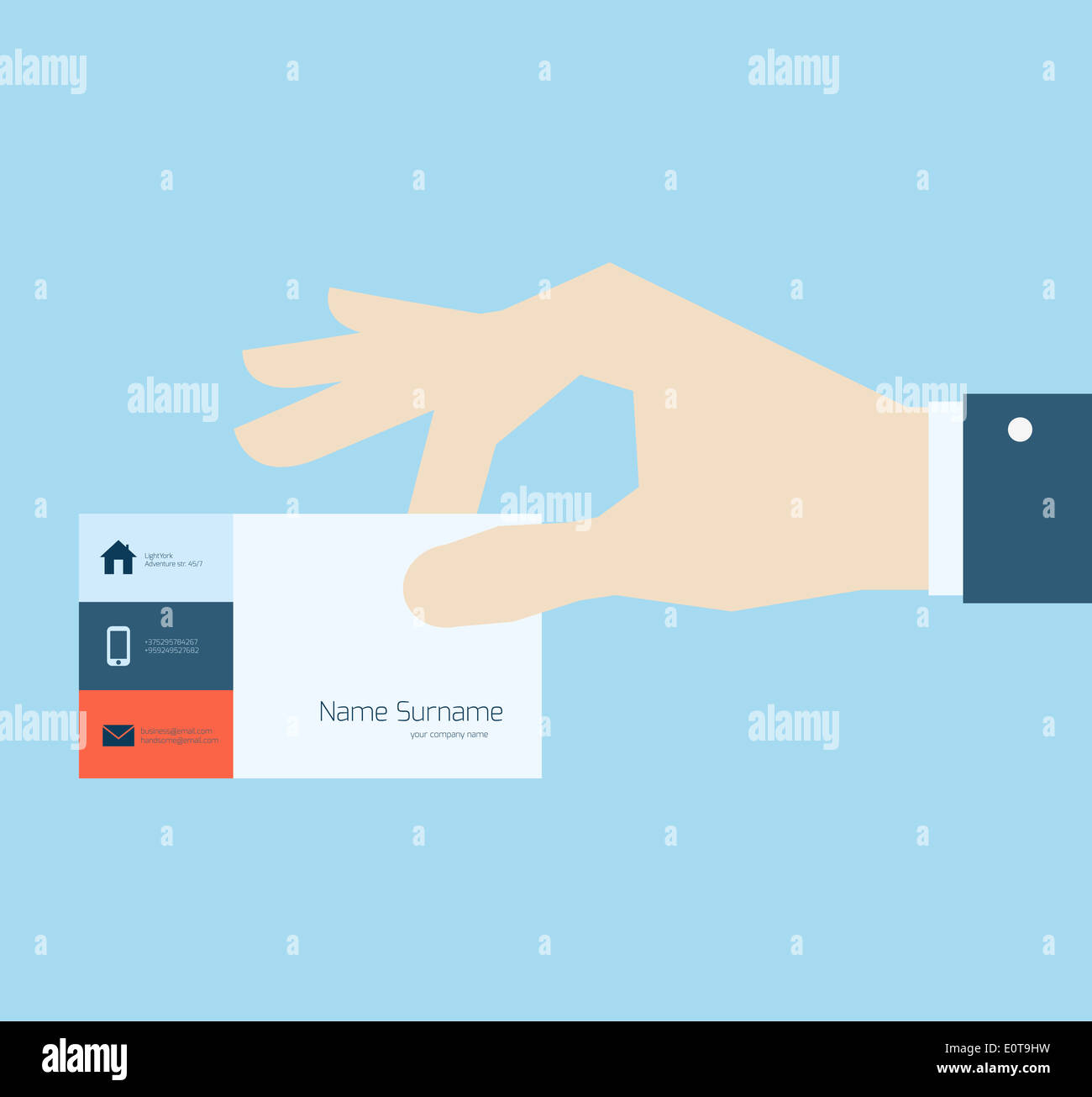 Hand taking business card Stock Photo - Alamy