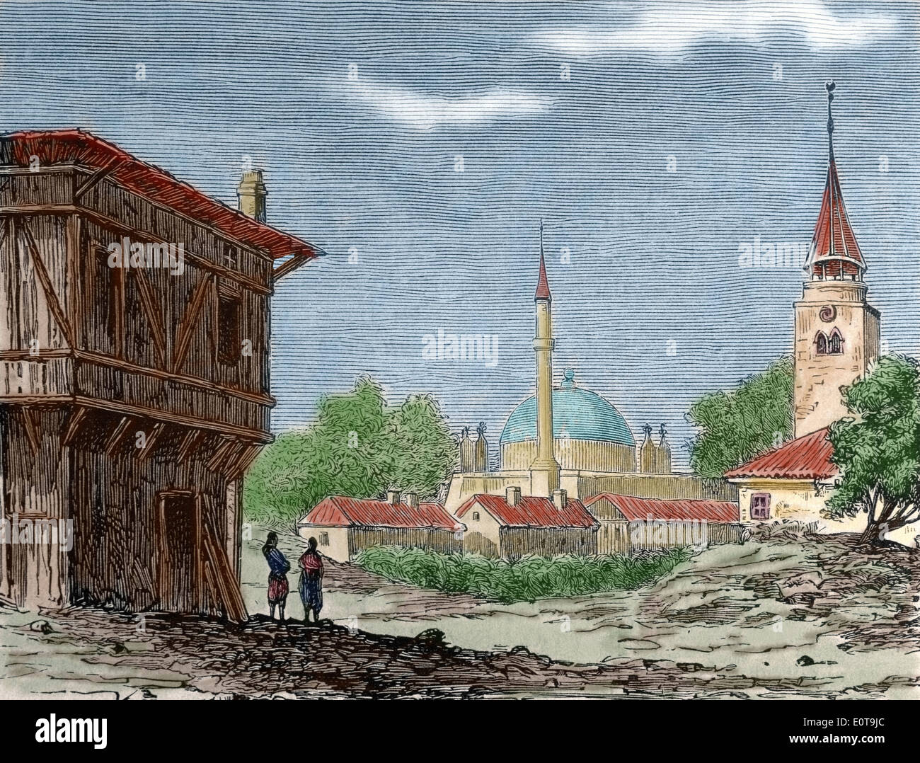 Bulgaria. Razgrad. Ottoman domination. Engraving by Capuz "La ...