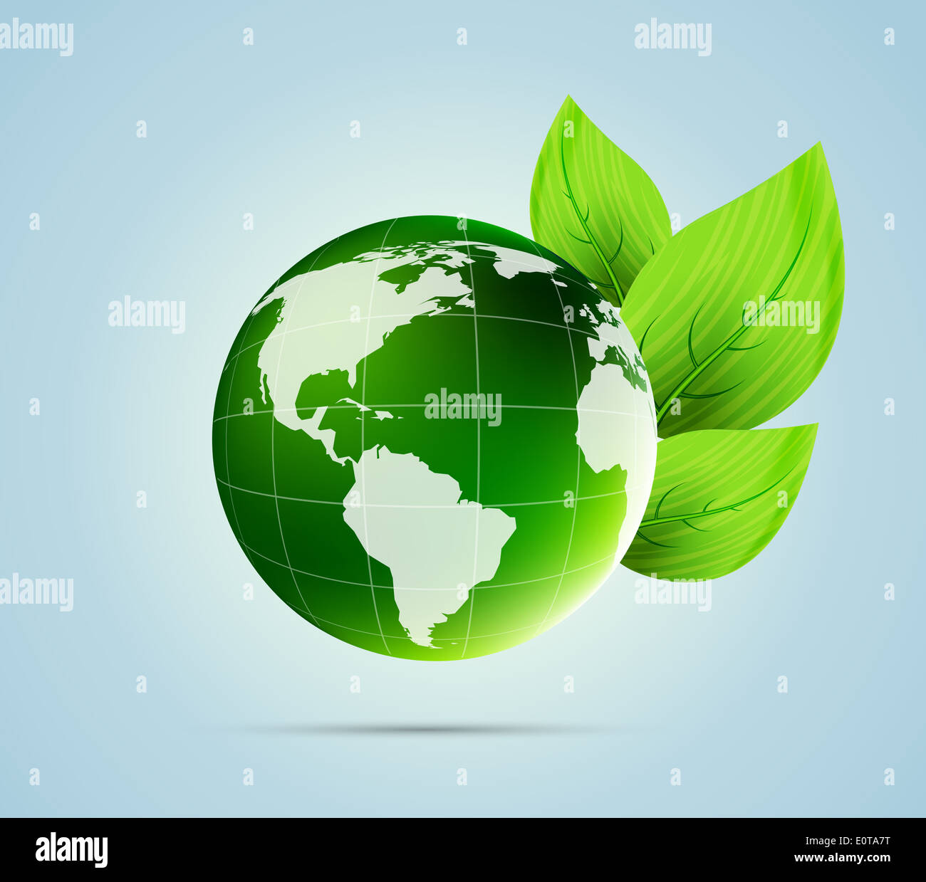 Globe with leaves. Ecology concept. Vector illustration. Sphere with ...