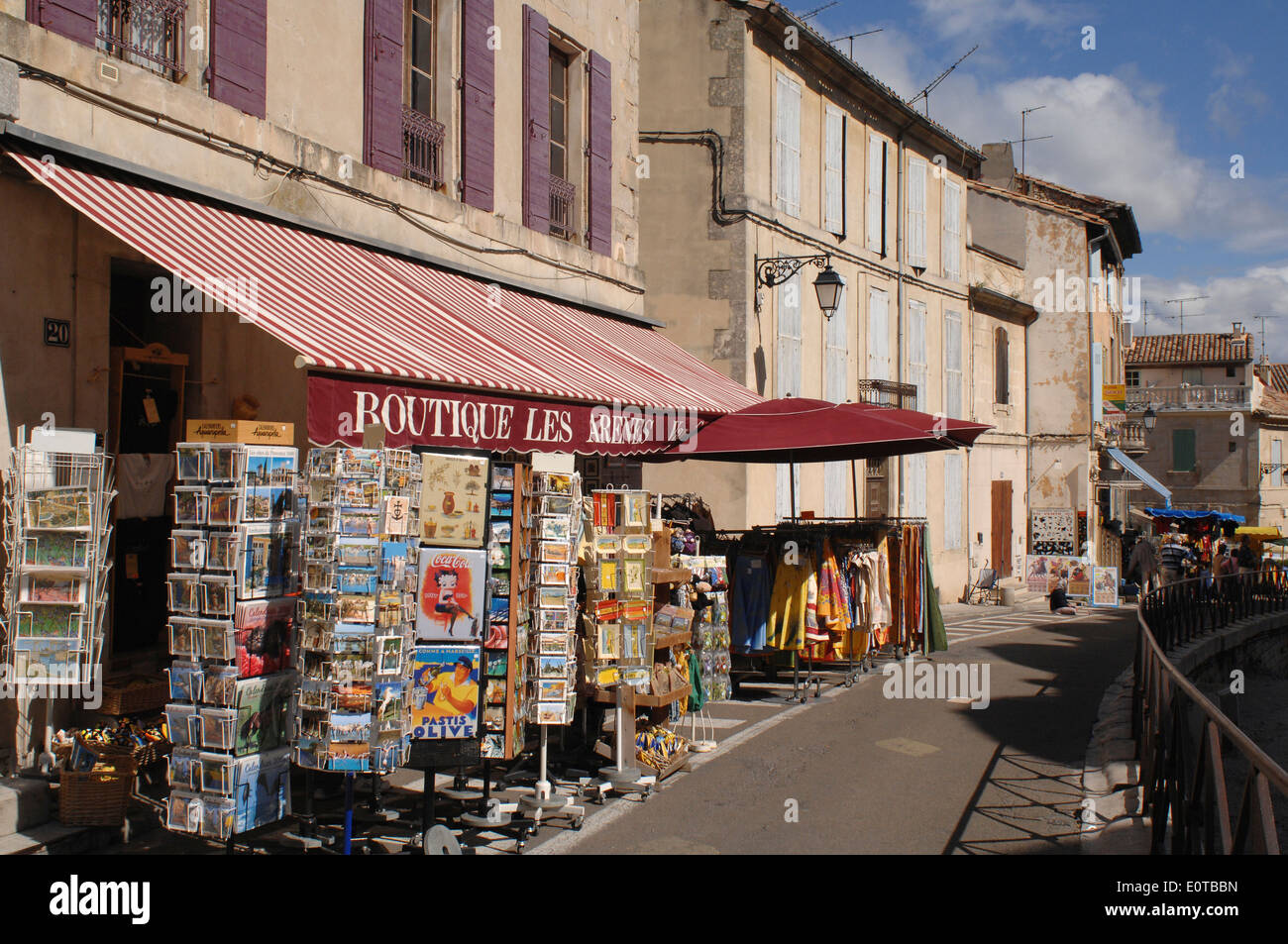 The souvenir shop near the amphitheatre, in old town of Arles Stock ...