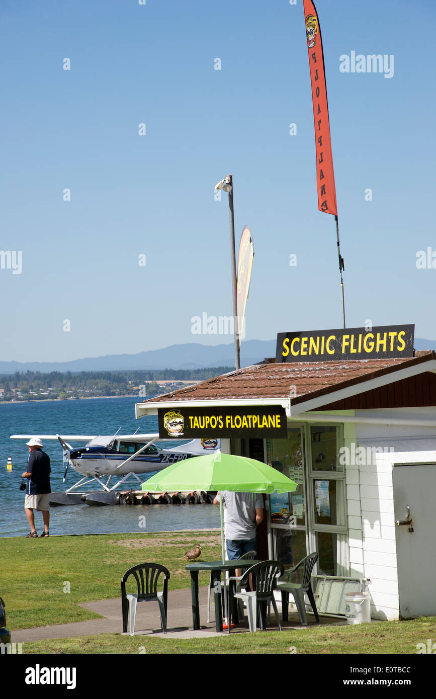 Lake Taupo tourists and float plane on the North Island New Zealand ...