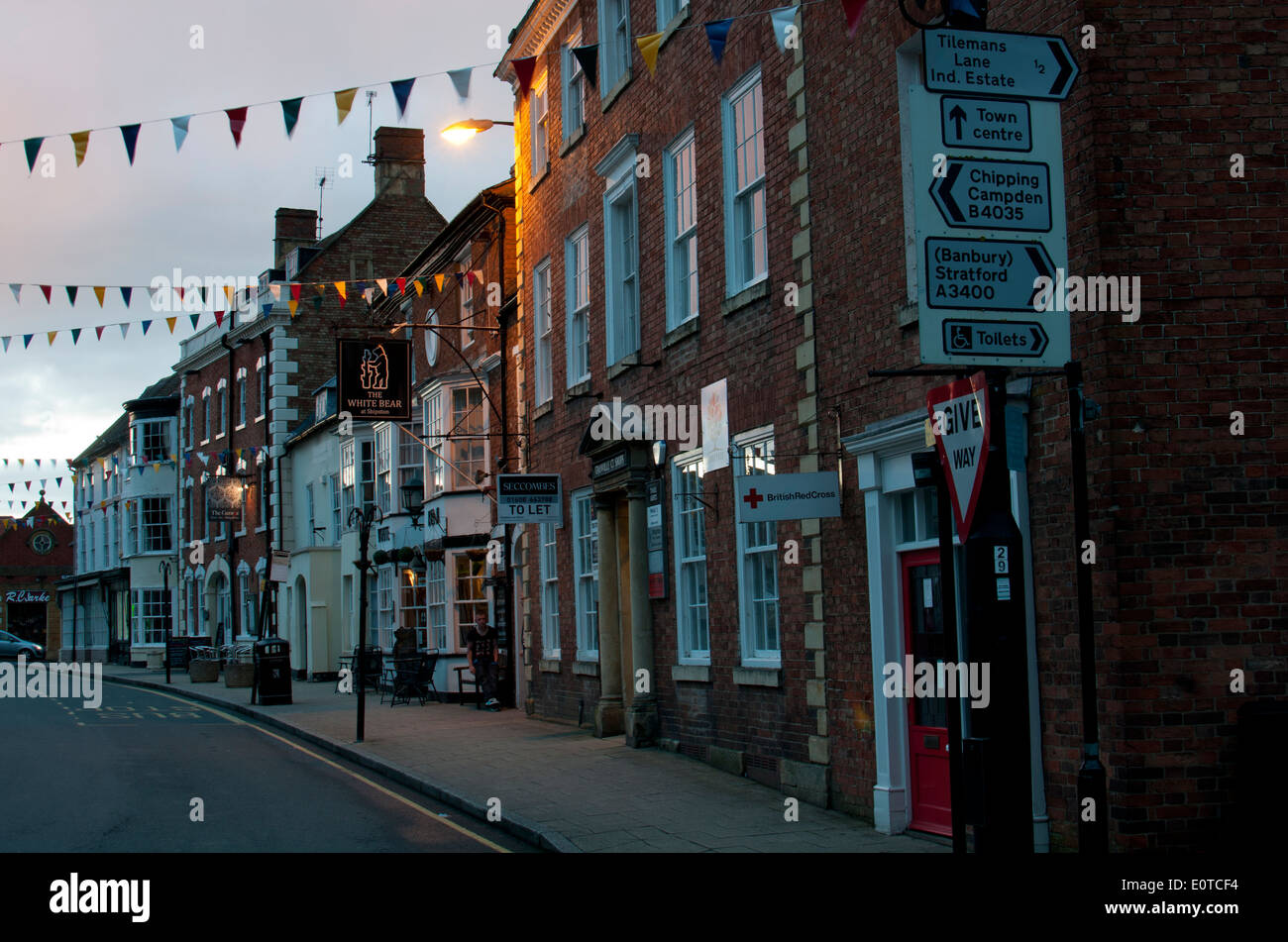 High Street at dusk, Shipston on Stour, Warwickshire, England, UK Stock ...
