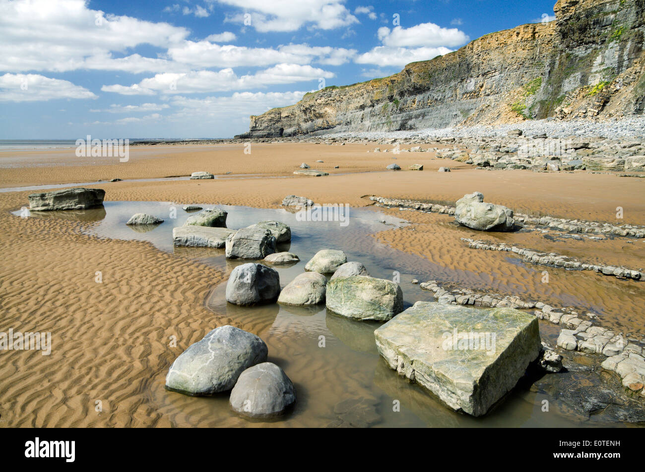 Lias limestone cliffs, Traeth Mawr, Glamorgan Heritage Coast, Vale of ...