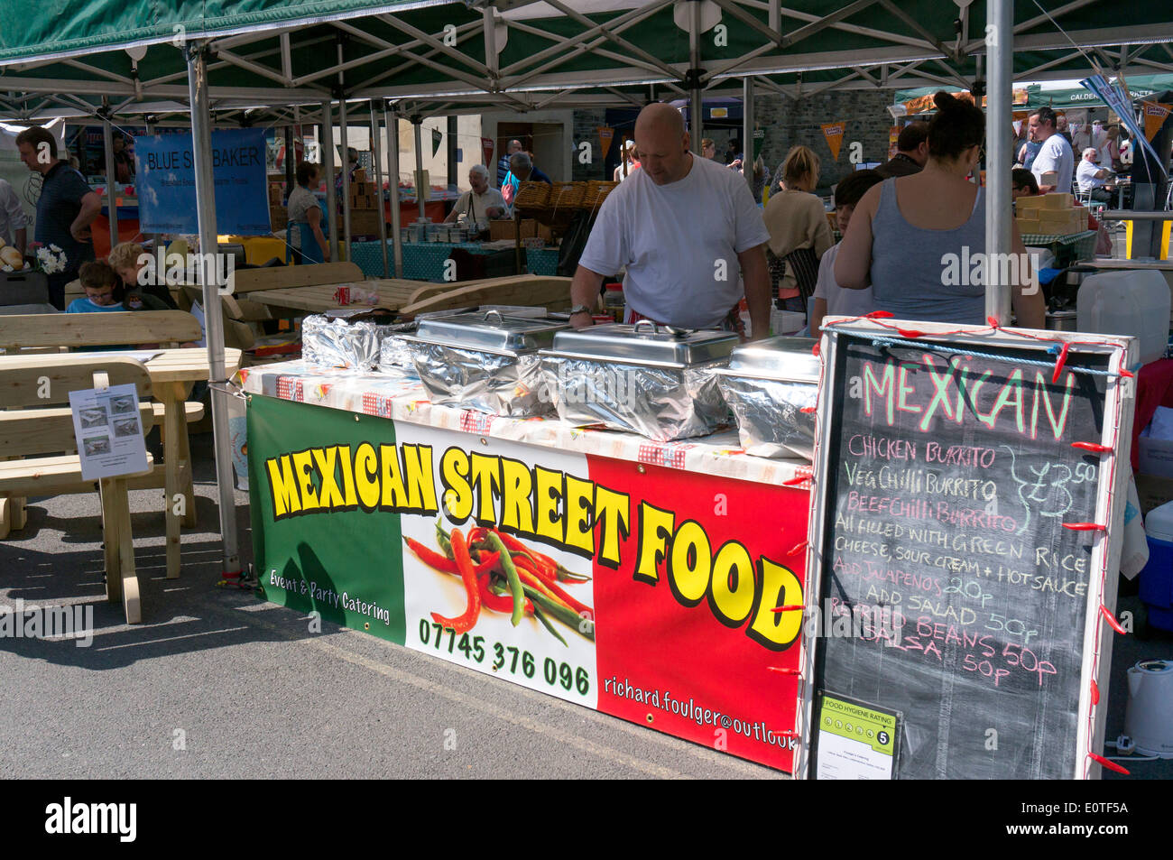 Mexican food stall at the Totally Locally market, Sowerby Bridge, West ...