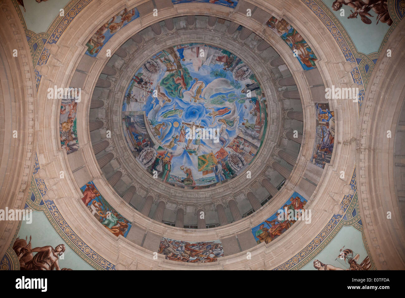 Inside of the dome at the National art museum of Catalonia (MNAC ...