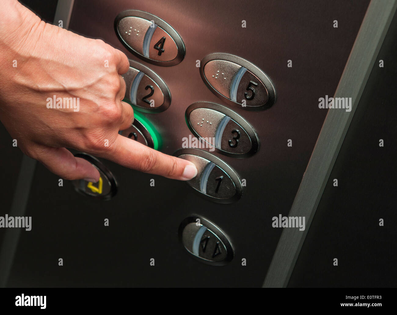 Man pressing elevator button hi-res stock photography and images - Alamy