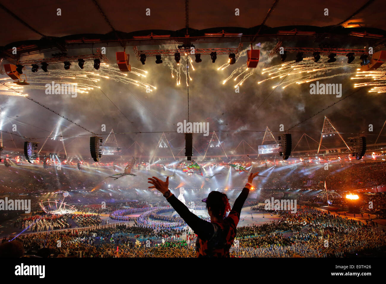 Fireworks london olympic games 2012 opening ceremony olympic stadium hi ...