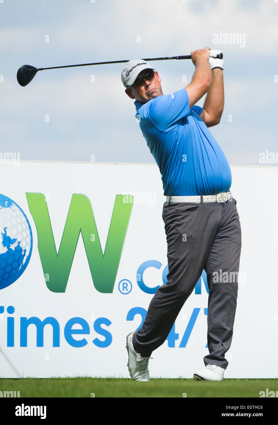 Wentworth, UK. 19th May, 2014. Justin WALTERS [RSA] during the practice ...