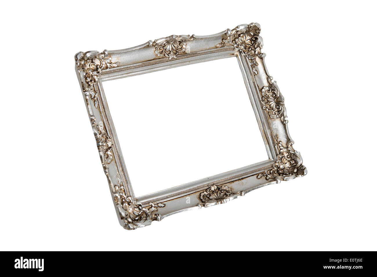 Silver frame in perspective over white with clipping path Stock Photo ...