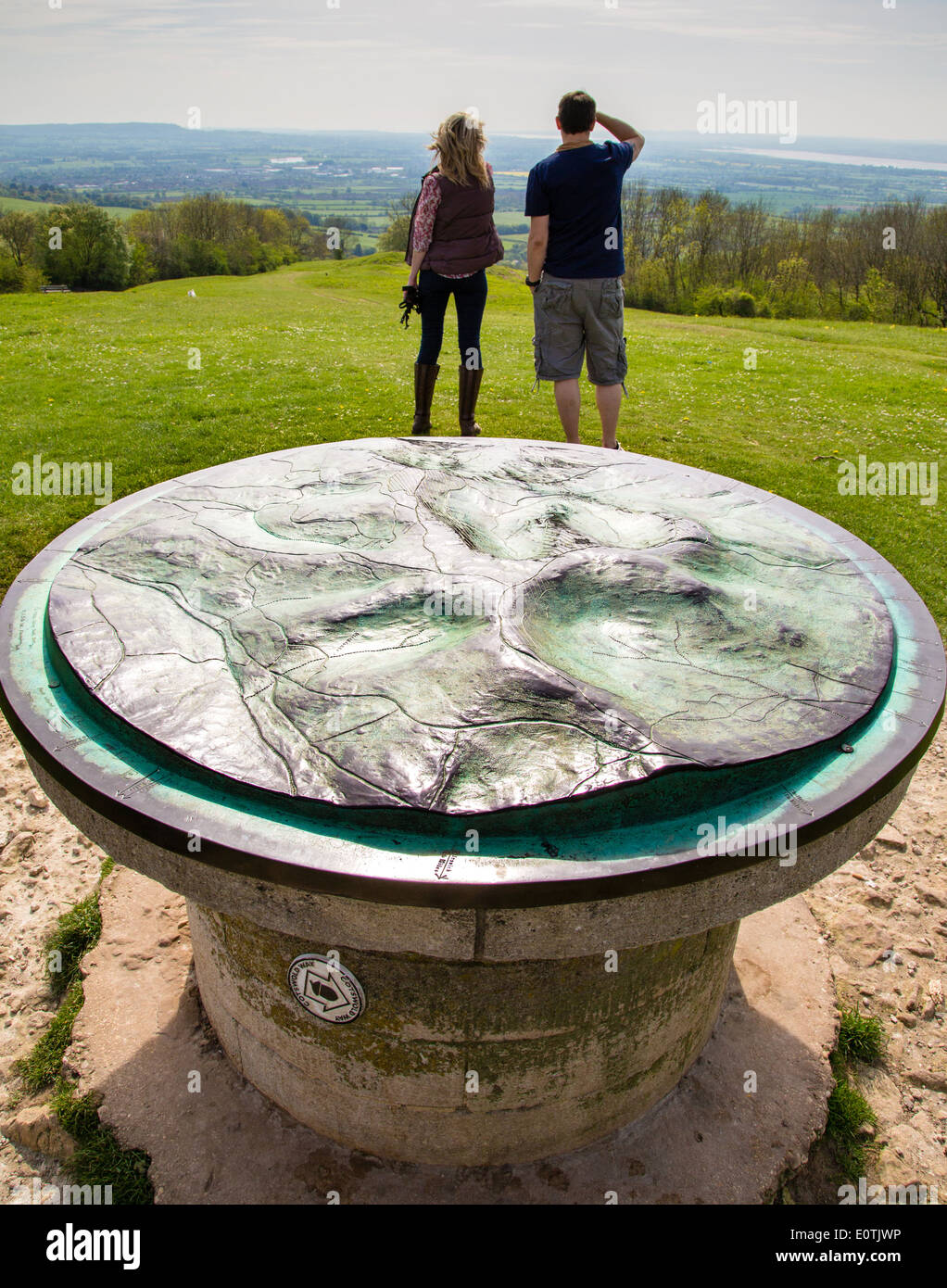A couple looking out from the Topograph near Haresfield Beacon on the ...