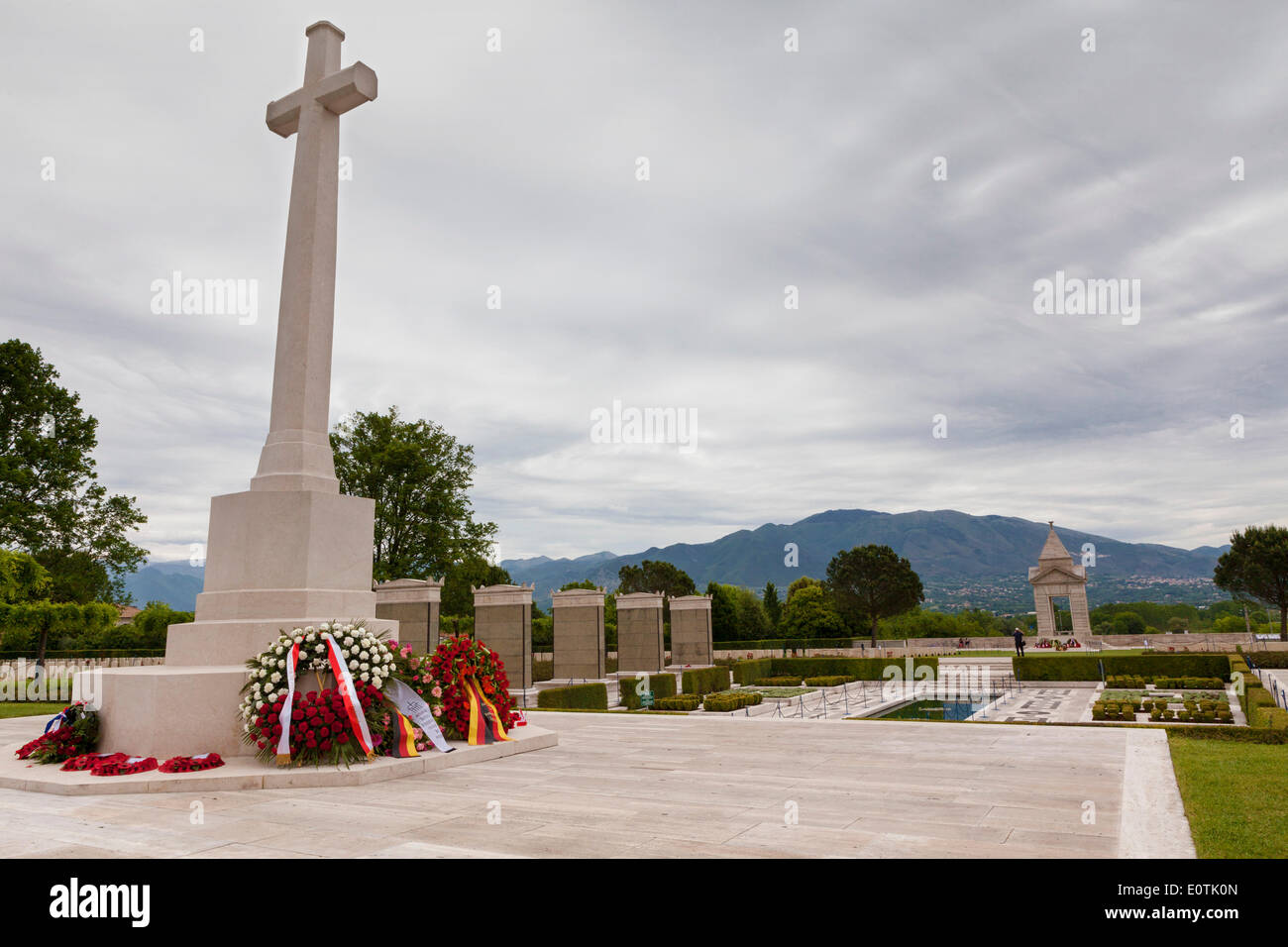 Memorial cross at the Commonwealth War Graves Cemetery in Cassino in ...