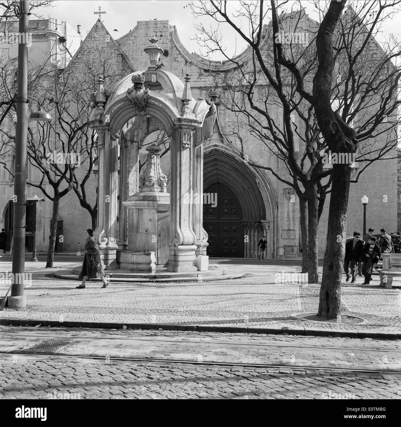 Largo do Carmo in Lisbon, Portugal, is a historic square known for its ...