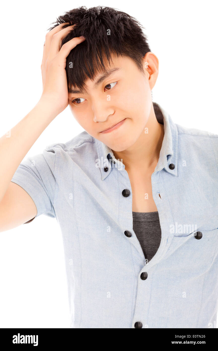 Young man problem holding hi-res stock photography and images - Alamy