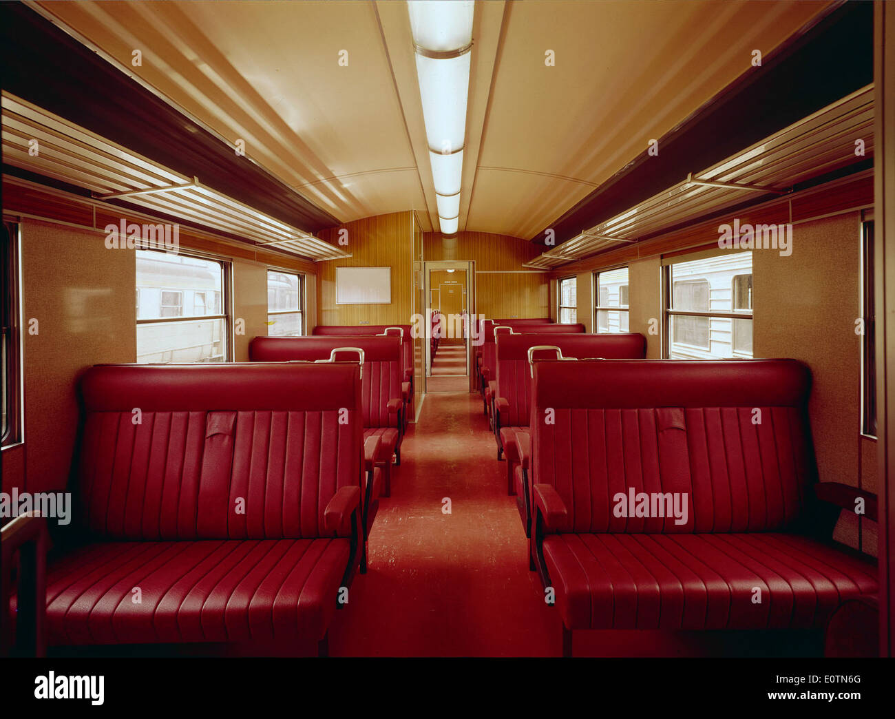 The interior of a carruagem (train carriage) in Portugal reflects ...