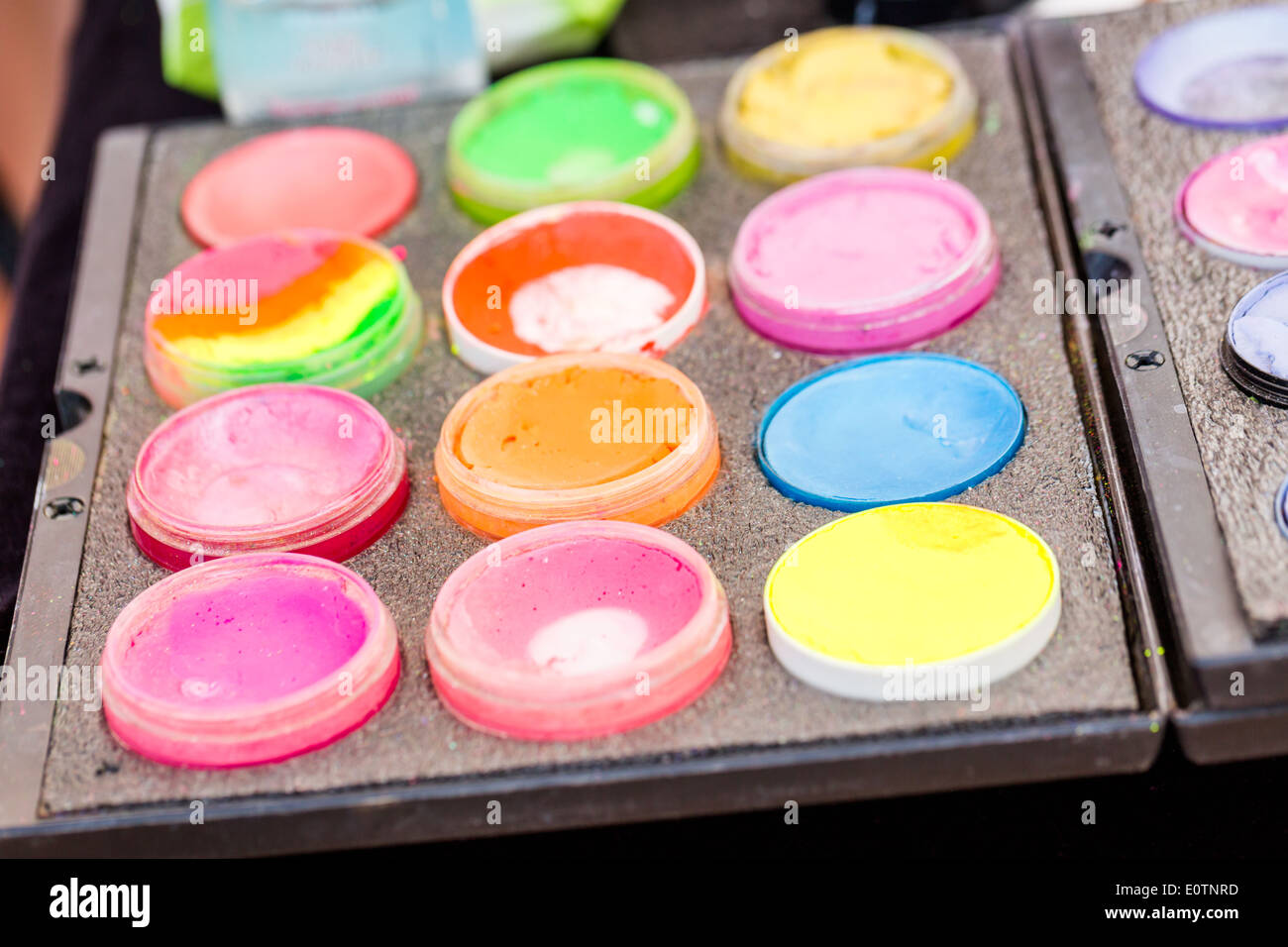 Colorful paint for faice painting at the local Farmers market Stock ...