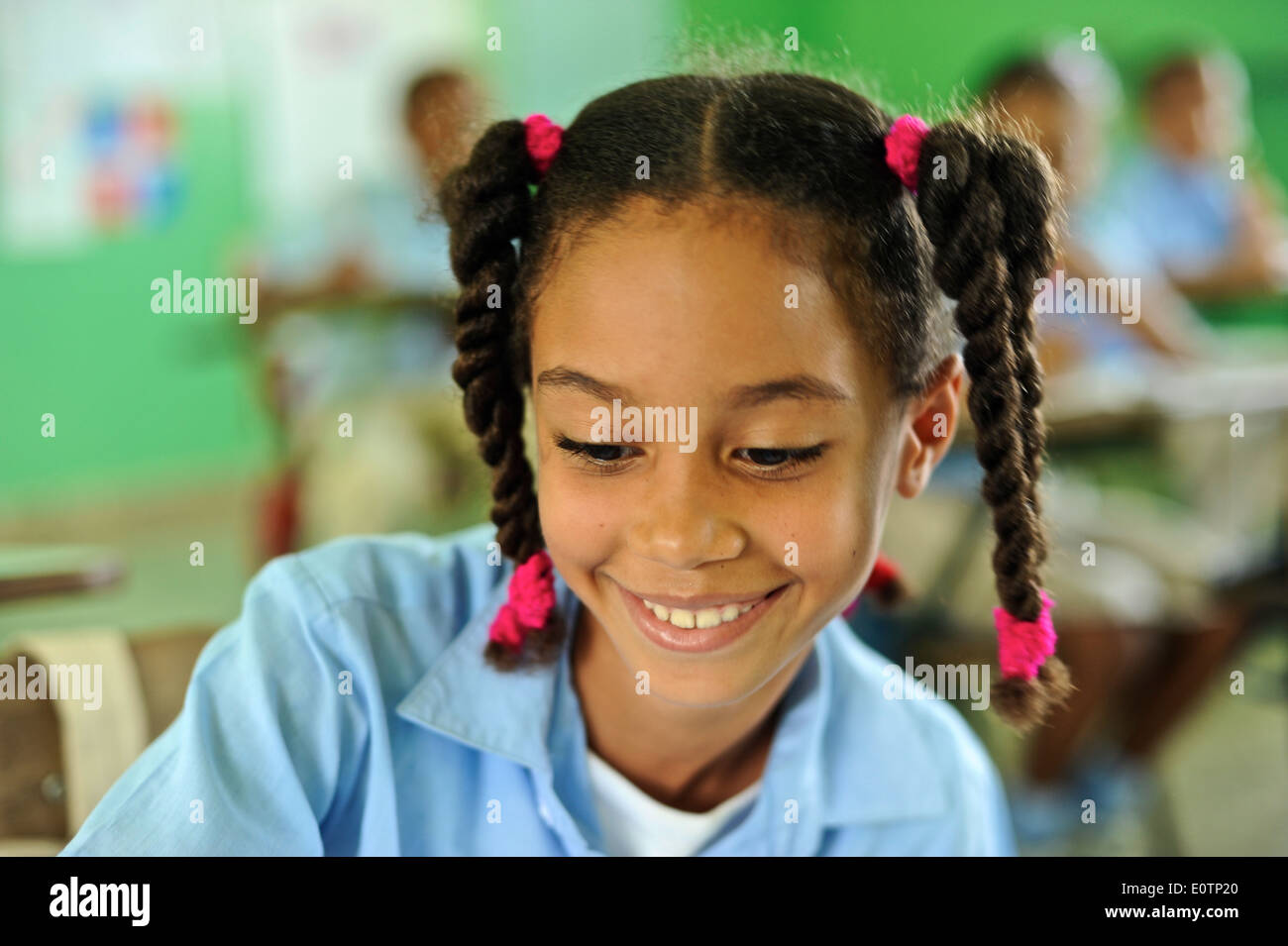 Dominican children learning in a classroom in Abreu, next to Playa ...