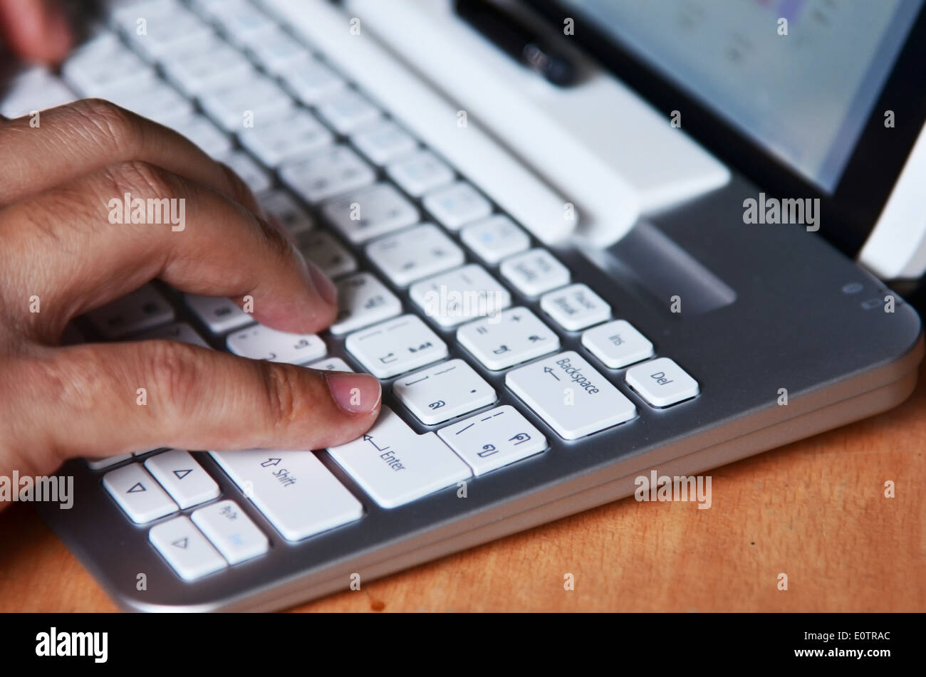 Close-up of typing male hands Stock Photo - Alamy