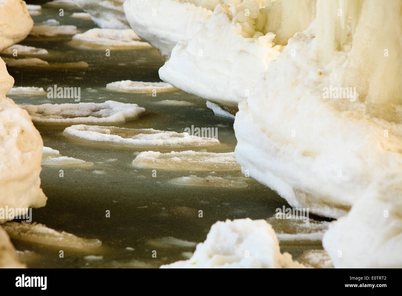 Winter scenery. Close up detail of old pier in Gdynia Orlowo Poland ...