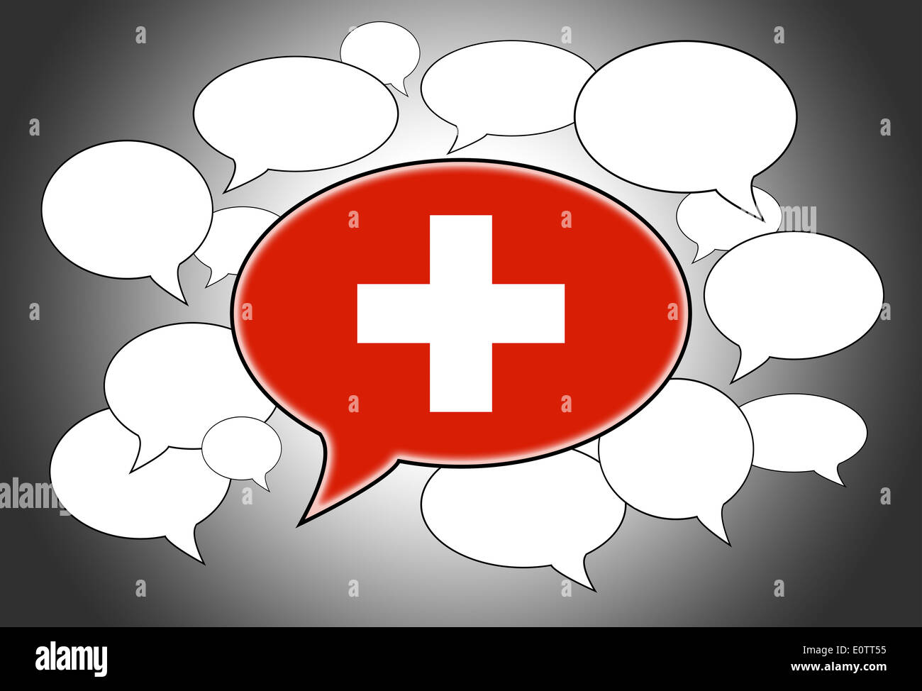 Speech bubbles concept - the flag of Switzerland Stock Photo - Alamy