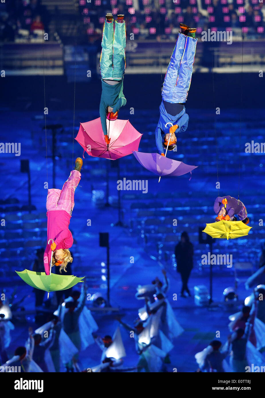 Performers in the Olympic Stadium during the opening ceremony of the ...