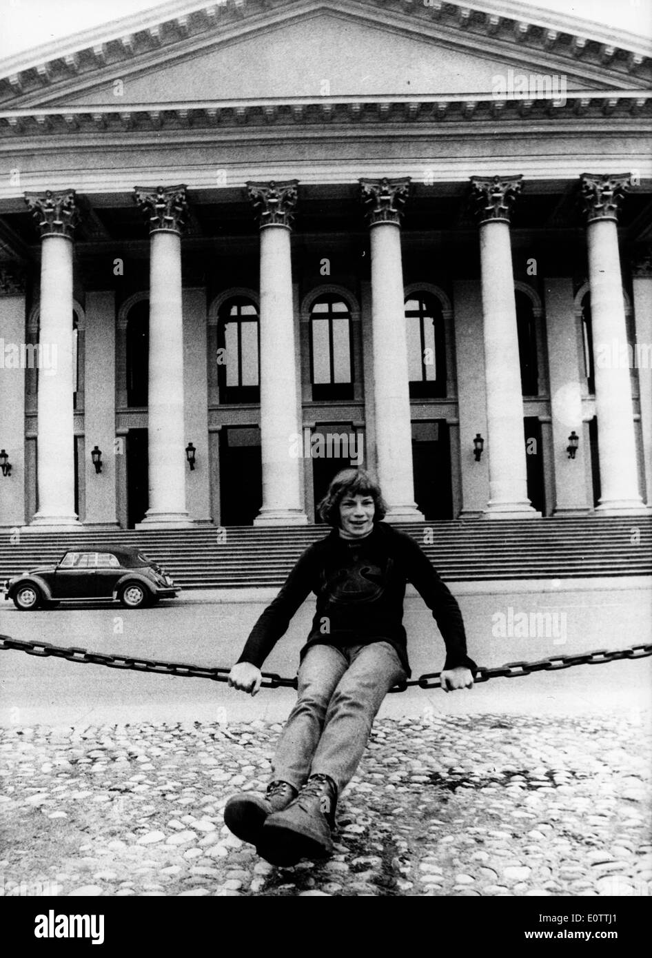 Seated on fence Black and White Stock Photos & Images - Alamy