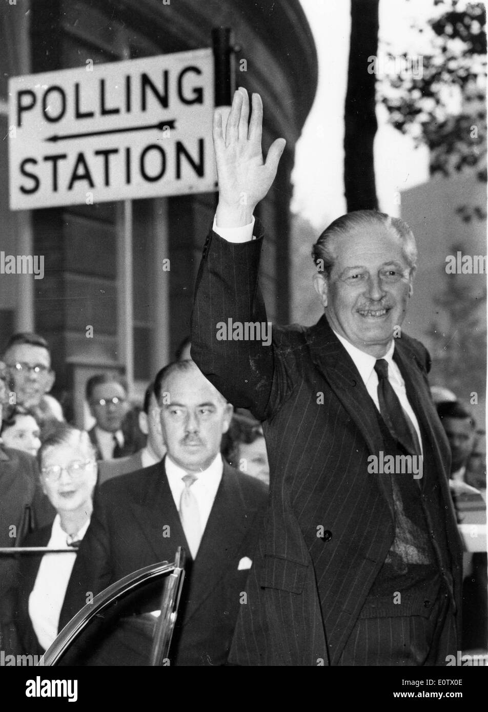 Prime Minister Harold Macmillan leaves polling station Stock Photo - Alamy