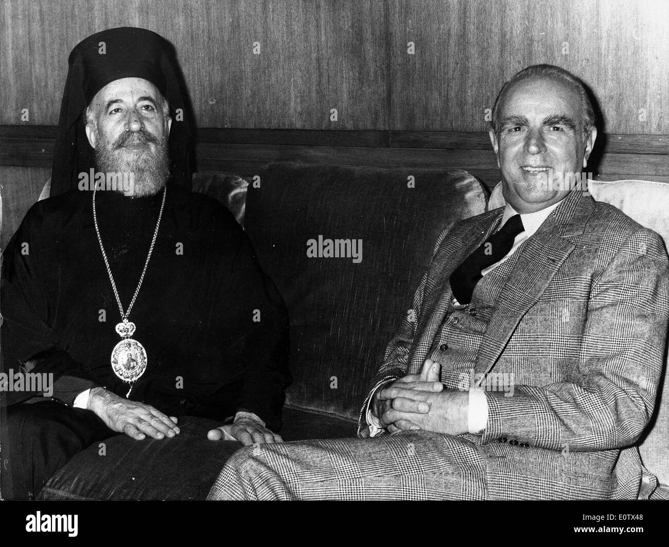 Archbishop Makarios III visits Konstantinos Karamanlis Stock Photo - Alamy