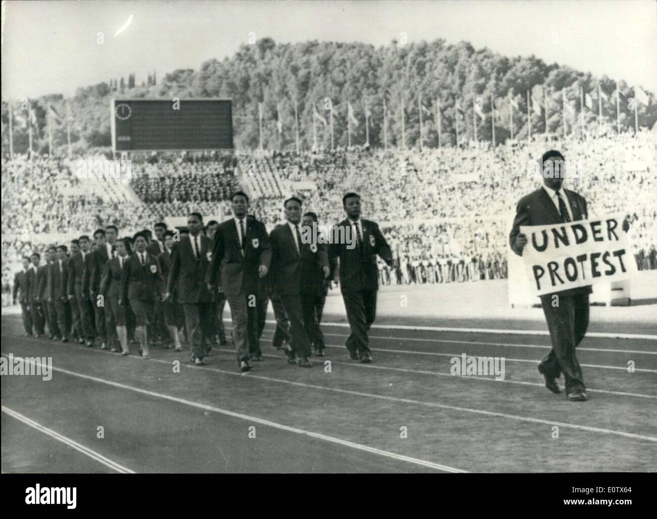 Aug. 25, 1960 - Formosa Olympic team enters arena while protesting ...