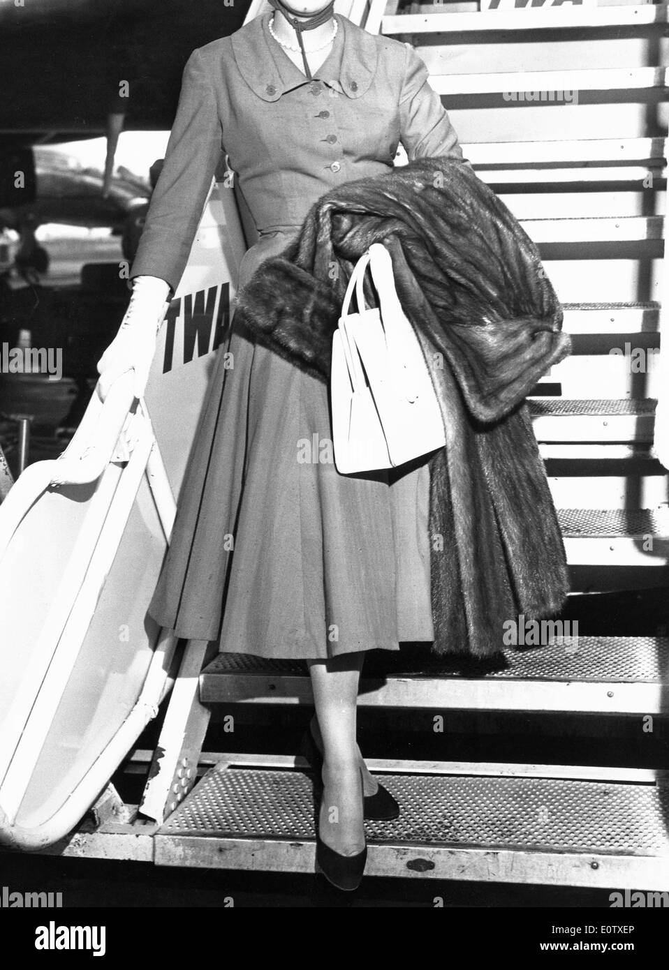 Actress Dolores Gray getting off an airplane Stock Photo - Alamy