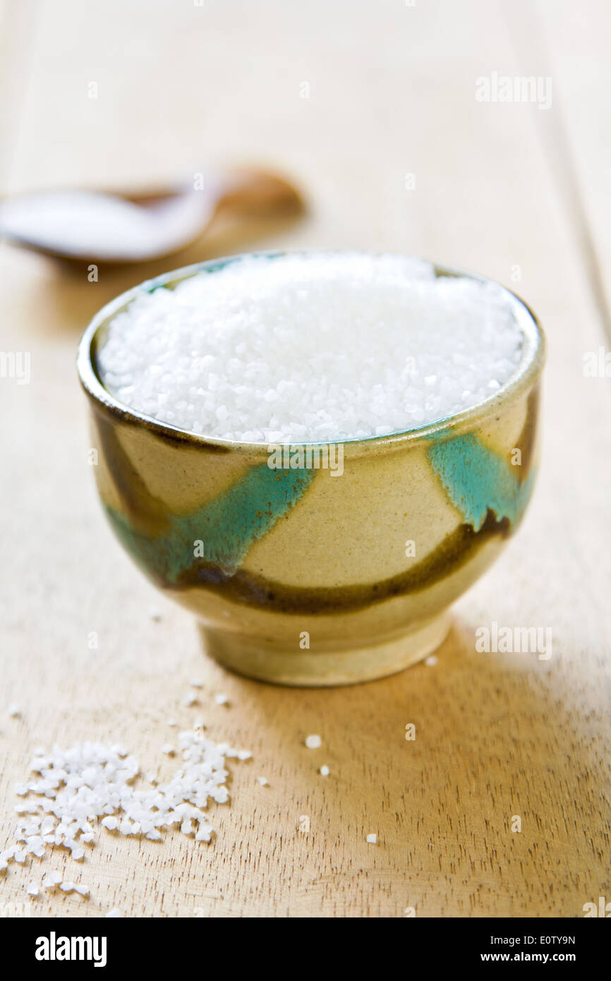 Sea Salt in a small ceramic bowl Stock Photo - Alamy
