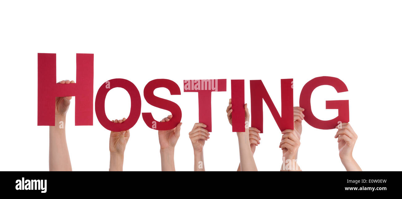 Many People Holding the Red Word Hosting, Isolated Stock Photo - Alamy